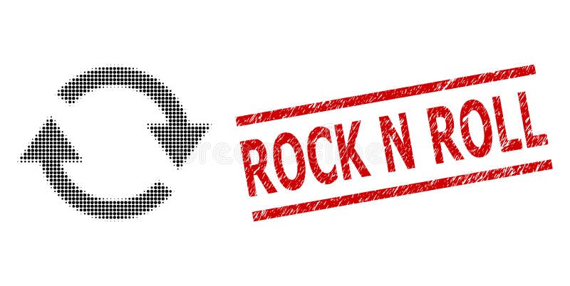 Textured Rock N Roll Stamp and Halftone Dotted Refresh Stock Vector ...