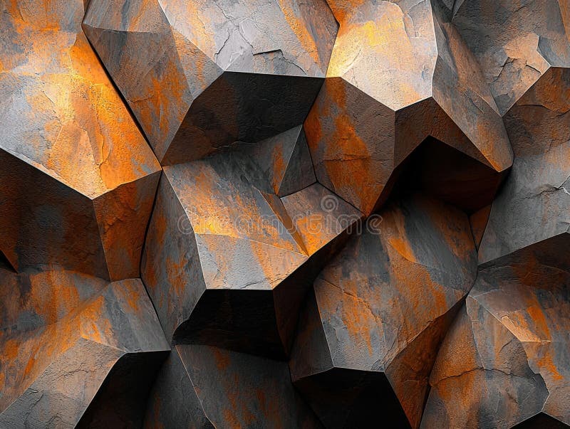 Textured Rock Surface Featuring Angular Shapes and Vibrant Orange ...