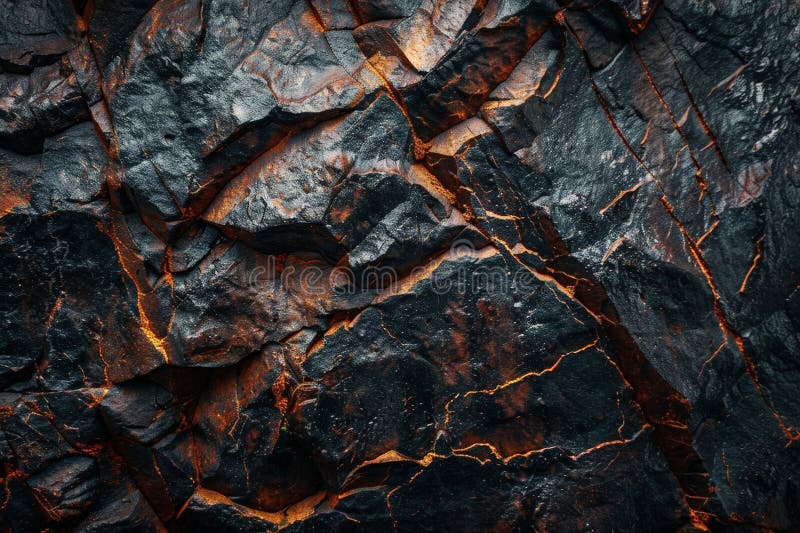 Textured Rock Surface with Fiery Orange and Black Patterns Stock ...