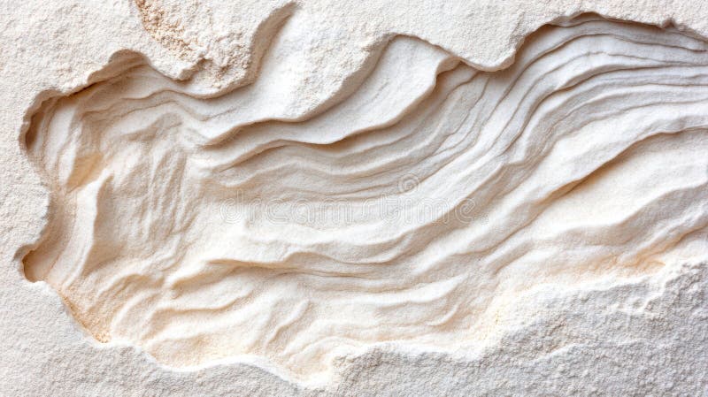 A Textured Rock with a Wavy Pattern Rests on a Sandy Surface ...