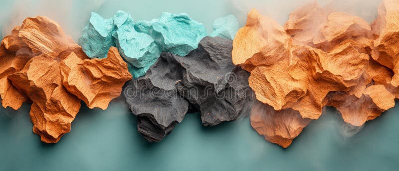 Textured Rocks in Vibrant Colors of Orange, Black, and Turquoise ...