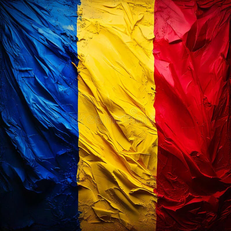 Textured Romanian Flag in Creative Artistic Style Stock Illustration ...