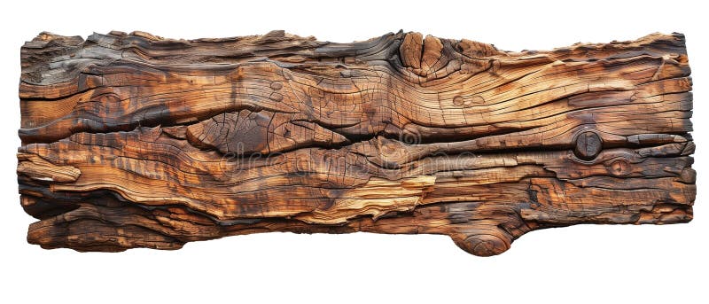 Textured Rough Wooden Plank with Natural Patterns Isolated on White ...