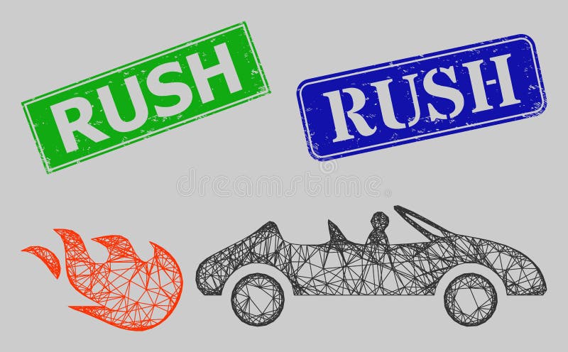 Textured Rush Stamp Seals and Net Cabriolet Rush Web Mesh Stock Vector ...