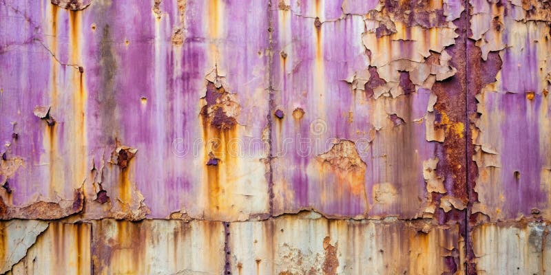 Textured Rusted Metal Surface with Flaking Purple Paint and Orange Rust ...