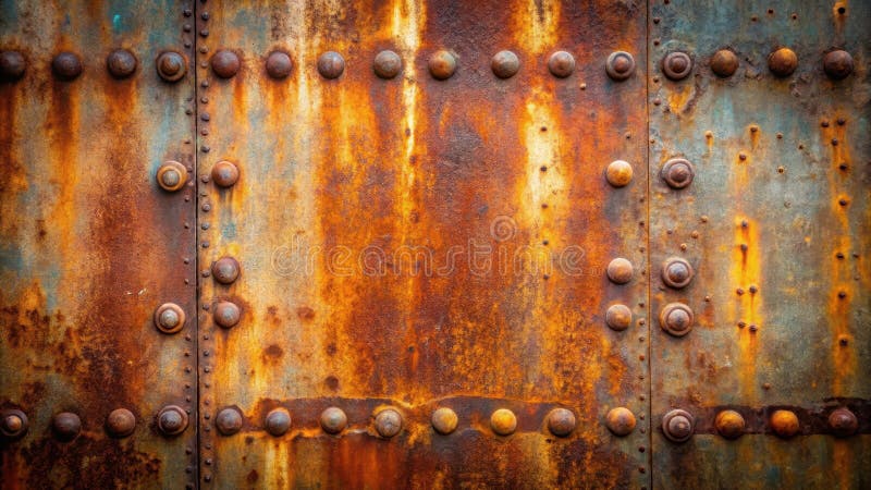 Textured Rusted Metal Surface with Industrial Rivets, Showing the ...