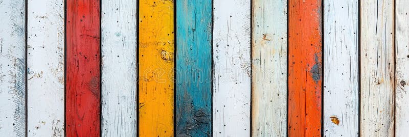 Textured Rustic Banner Background of Bright Multicolored Painted Wooden ...
