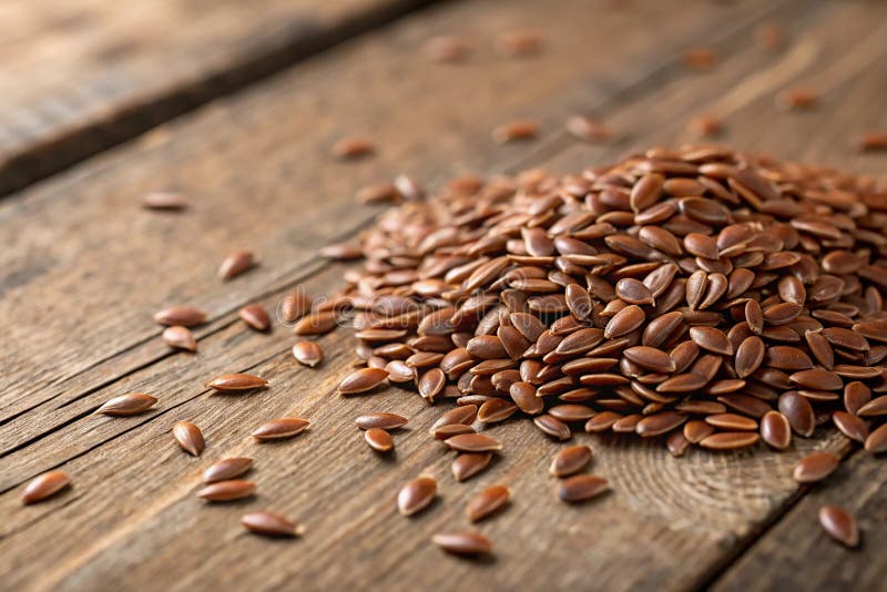 Brown Linseed (flax Seeds) Over Rustic Background Stock Image - Image ...