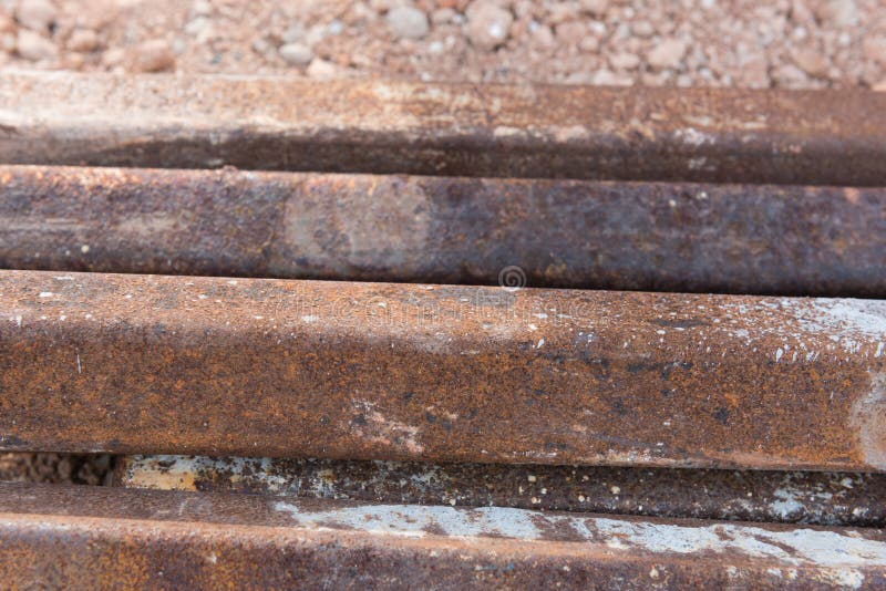 Stack Of Rusted Steel I-Beams Stock Photo - Image of building ...
