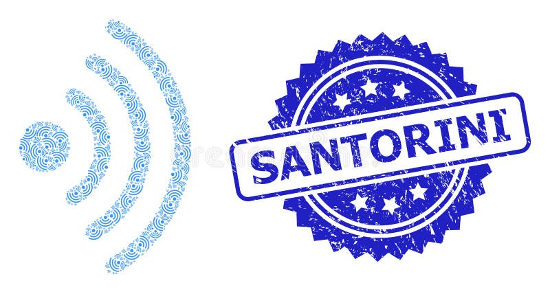 Textured Santorini Watermark And Recursion Wi Fi Source Icon Collage