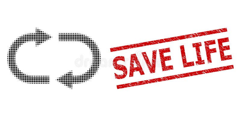 Textured Save Life Stamp and Halftone Dotted Recycle Stock Vector ...