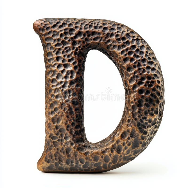 A Textured, Sculptural Letter D with a Unique, Hammered Finish Stock ...