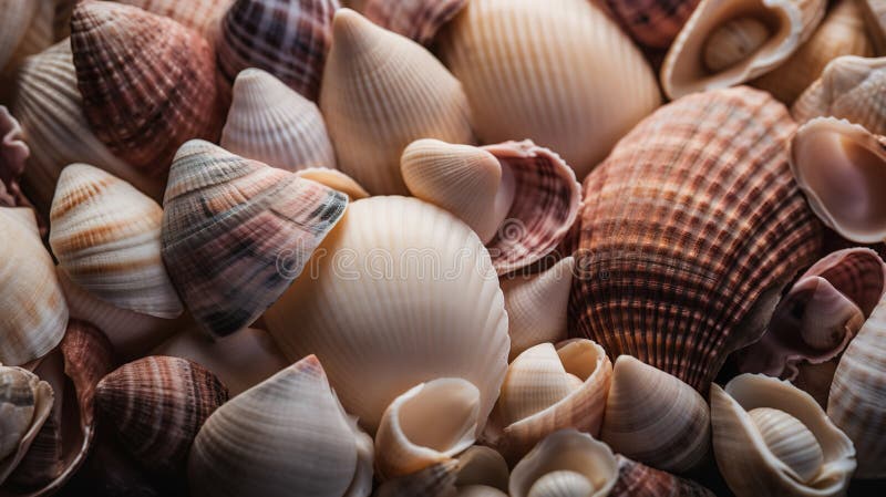 Textured Sea Shells Close Up Pattern Background - Generative AI Stock ...