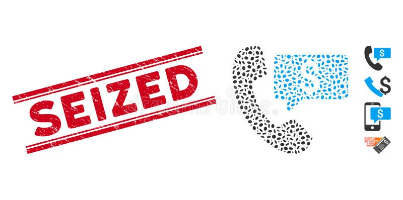 Textured Seized Line Stamp and Collage Phone Order Icon Stock ...