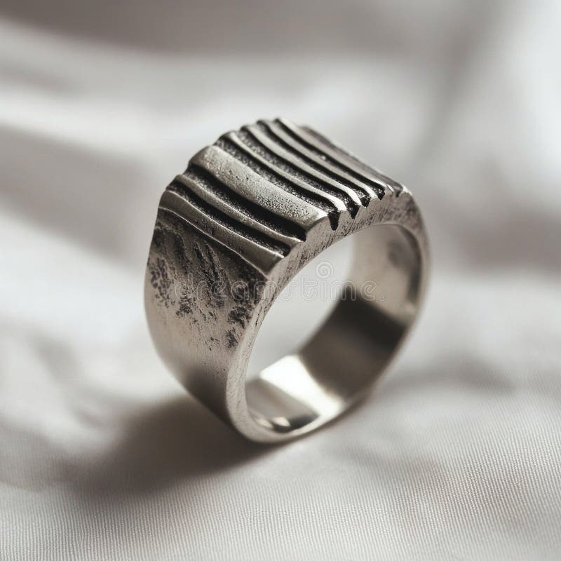 Textured Silver Ring on Fabric Surface Stock Image - Image of bumpy ...