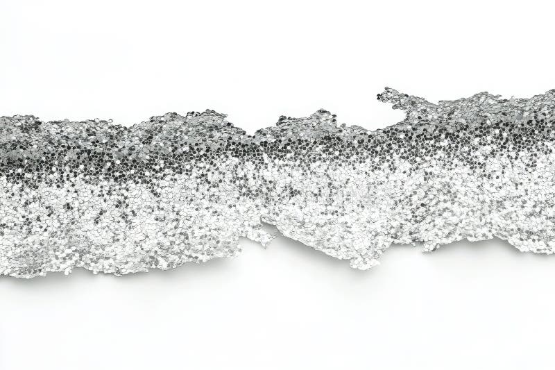 Textured Silver Shimmer Strip with a Torn Edge Isolated on a White ...