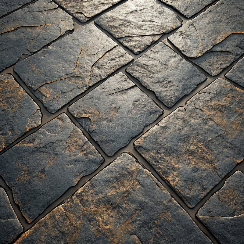 Textured Slate Tile Floor Pattern with Golden Streaks, Stone, Texture ...