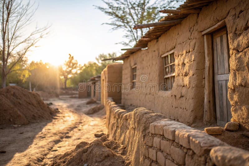 Soil Wall Texture of Adobe House Structure and Sunlight Stock ...