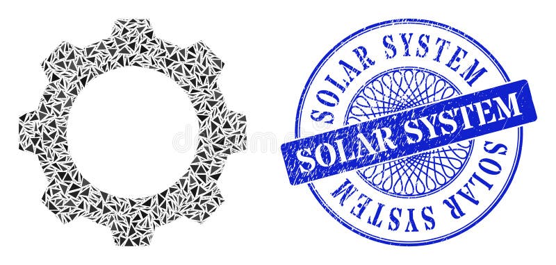 Textured Solar System Stamp and Triangle Gear Mosaic Stock Vector ...