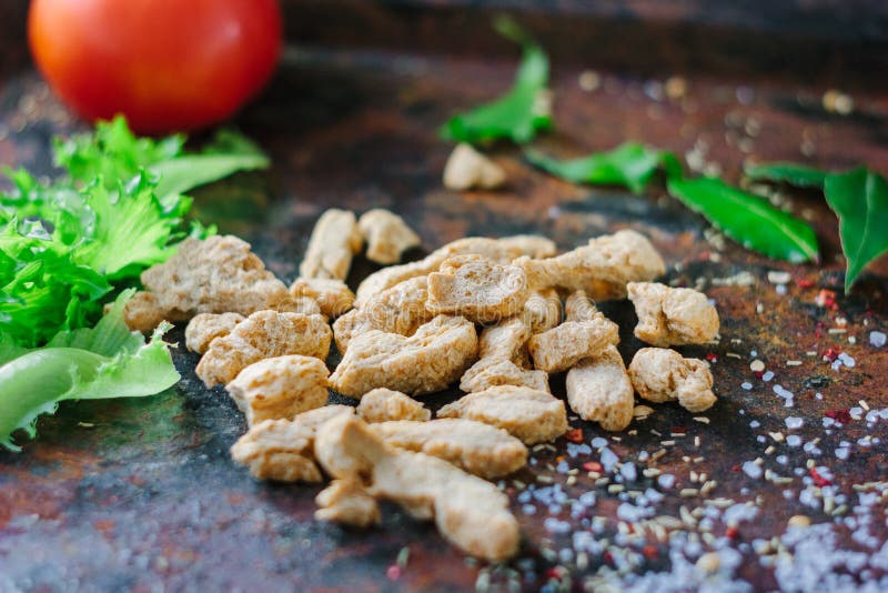 Textured Soybean Meal - Also Known As Vegetarian Soy Meat Stock Image ...