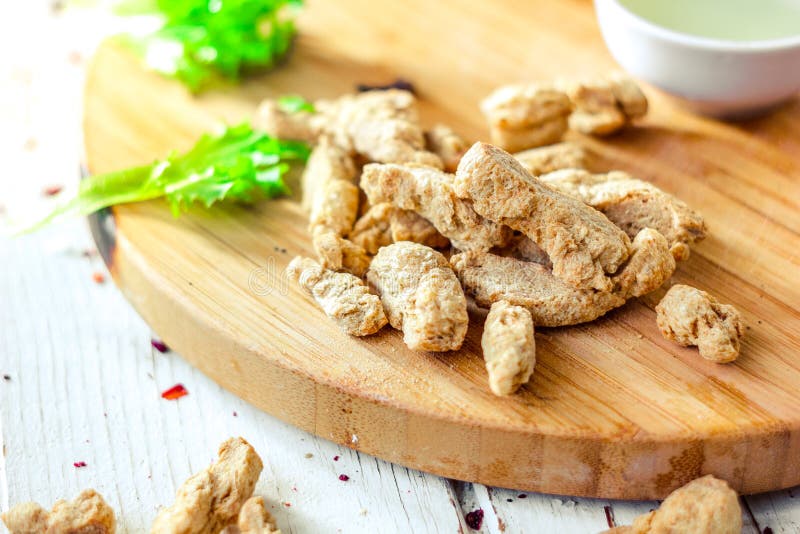 Textured Soybean Meal - Also Known As Vegetarian Soy Meat Stock Photo ...