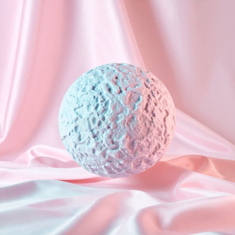 Textured Sphere on Pastel Pink and Blue Draped Fabric Stock ...