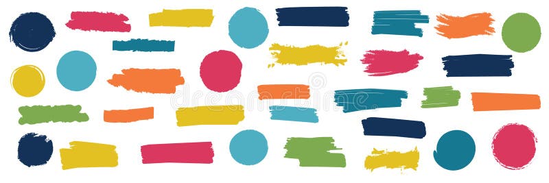 Textured Splash Banner Set, Colorful Brush Strokes, Vector Silhouette ...