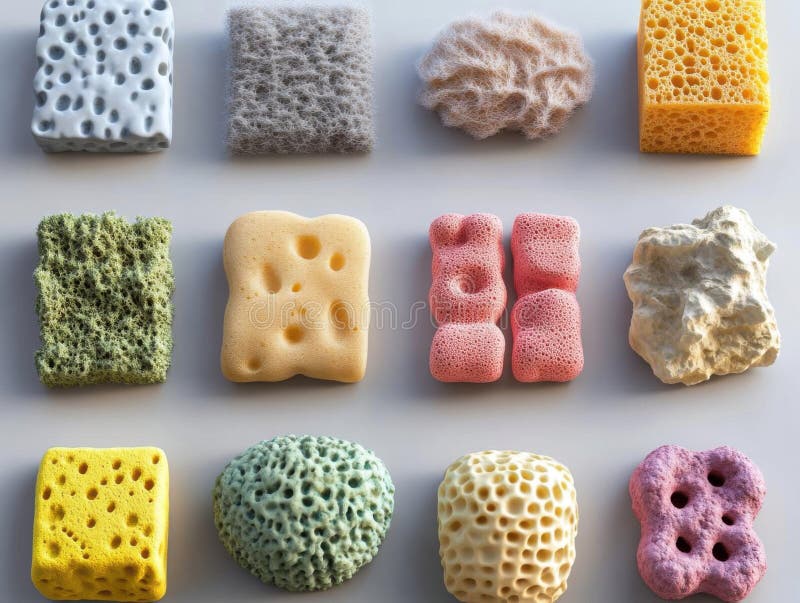 12 Textured Sponges, a Colorful Exploration of Shapes, Textures, and ...