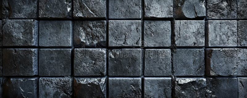 Textured Square Grid on Rough Stone Wall for Architectural Design Stock ...