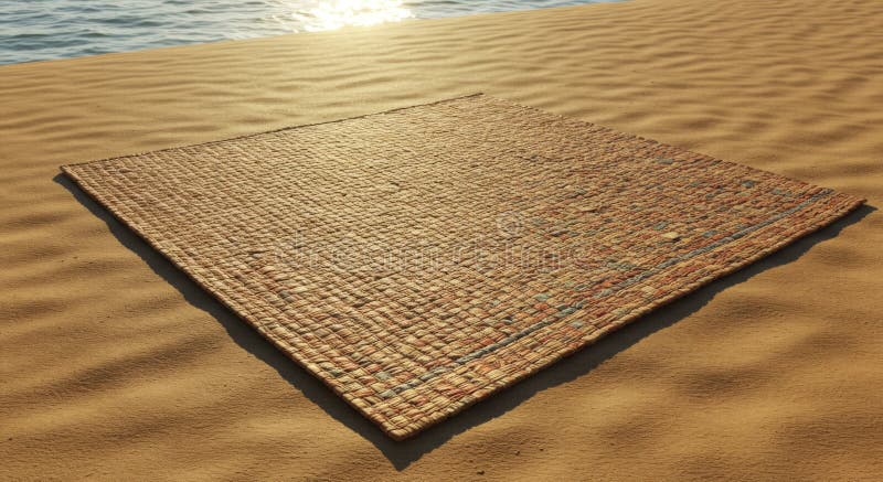 Textured Square Tile on Sandy Beach at Sunset Stock Illustration ...