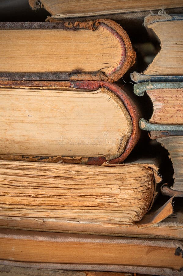 Textured Stack of Old Books Close Up. Close Up of Old Paper Pages of ...