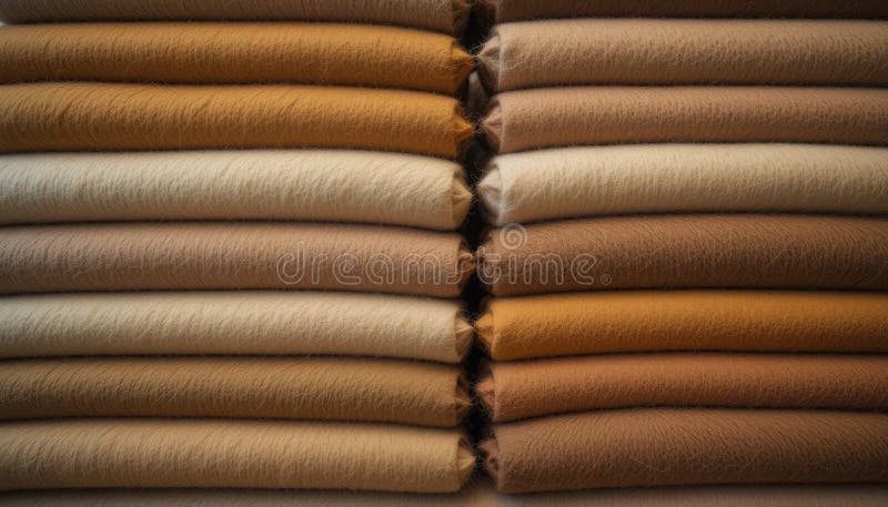 Textured Stack of Soft Folded Fabrics in Warm Earth Tone Colors Close ...