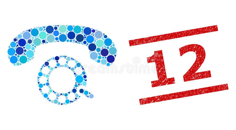 Textured 12 Stamp Print and Pulse Dialing Collage of Rounded Dots Stock ...