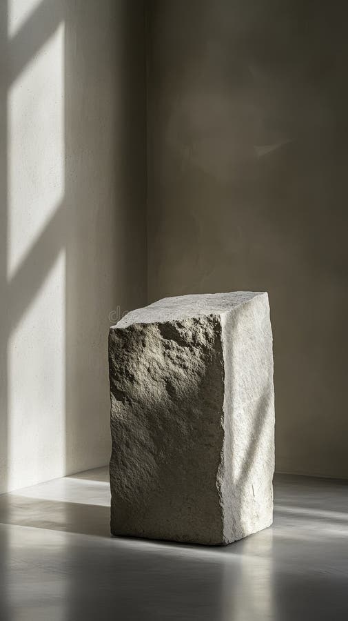 Natural Stone Block in a Minimalistic Setting Stock Photo - Image of ...