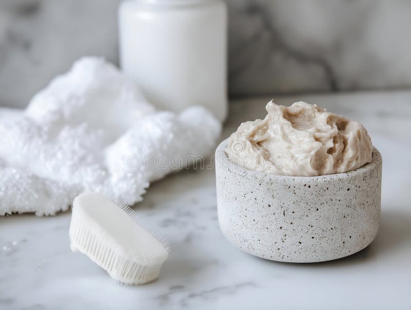A Textured Stone and a Cream Bowl on a Surface, a Simple and Clean ...
