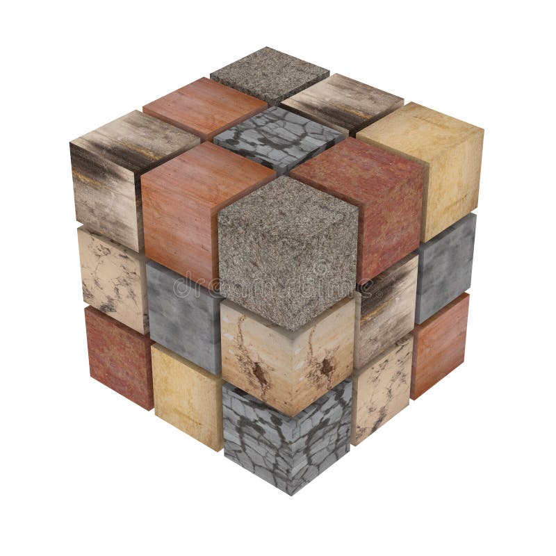 Textured stone cubes stock illustration. Illustration of render - 54579789
