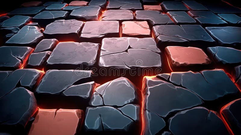 A Textured Stone Floor with Glowing Cracks, Suggesting a Mystical or ...