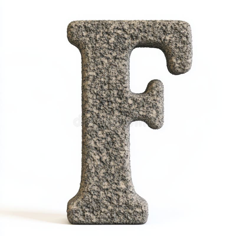 A Textured Stone Letter "F" Designed for Decorative or Typographic ...
