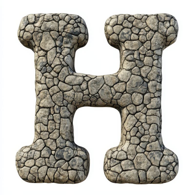 A Textured Stone Letter "H" Resembling a Natural Rock Formation Stock ...