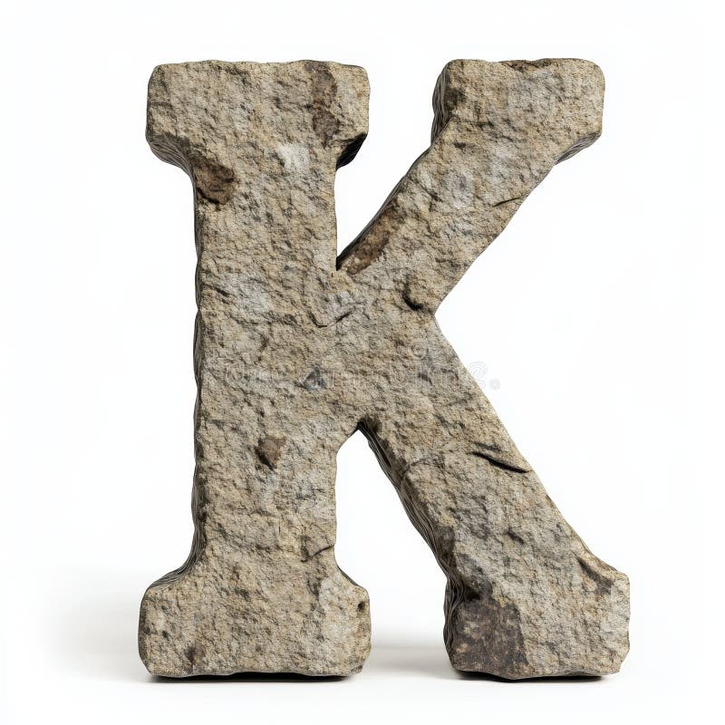 A Textured Stone Letter "K" Designed To Resemble Rock Material Stock ...