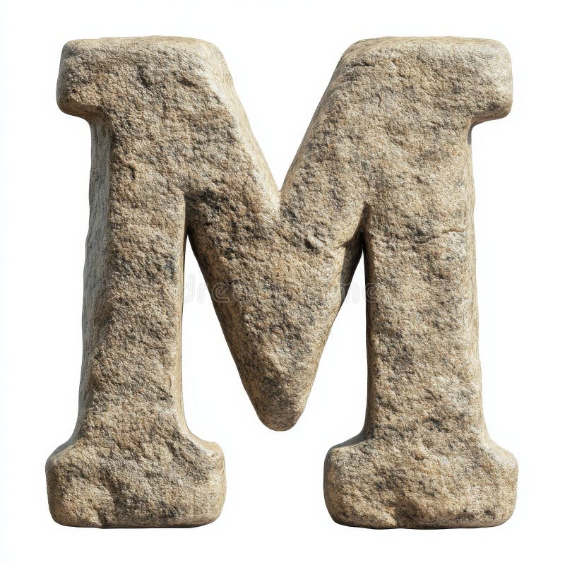 A Textured Stone Letter "M" Designed for Artistic or Decorative ...