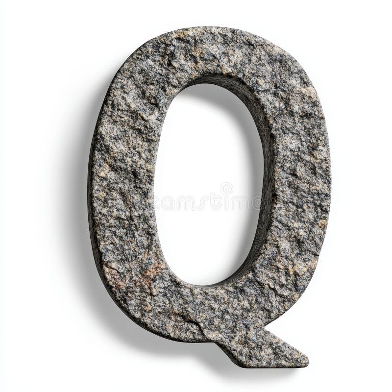 A Textured Stone Letter "Q" with a Hollow Center, Designed for Graphic ...
