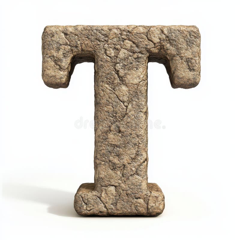 A Textured Stone Letter "T" with a Rugged Appearance, Suitable for ...