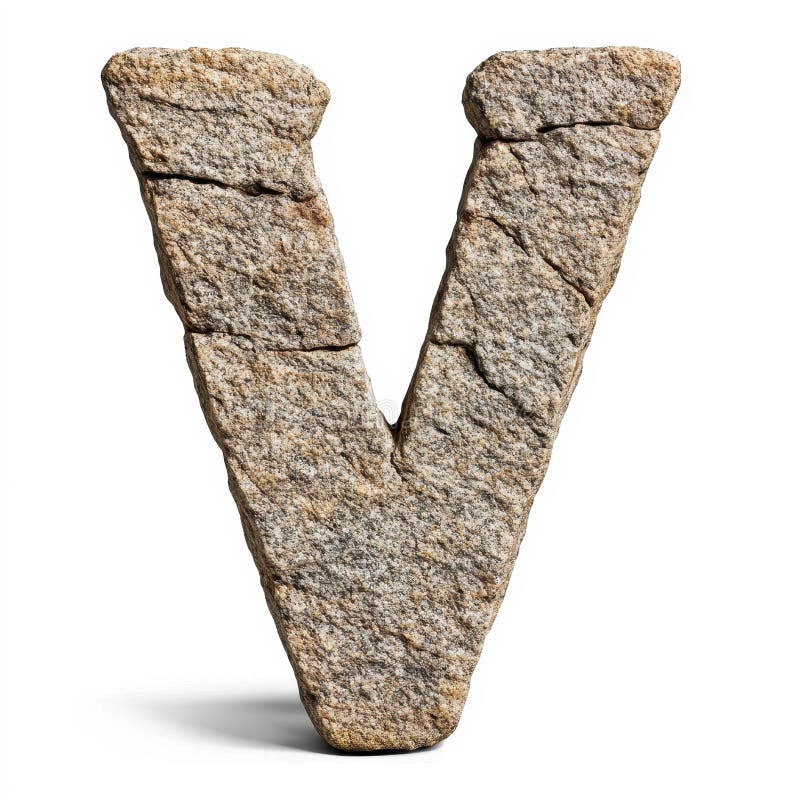 A Textured Stone Letter "V" Symbolizing Strength and Durability Stock ...