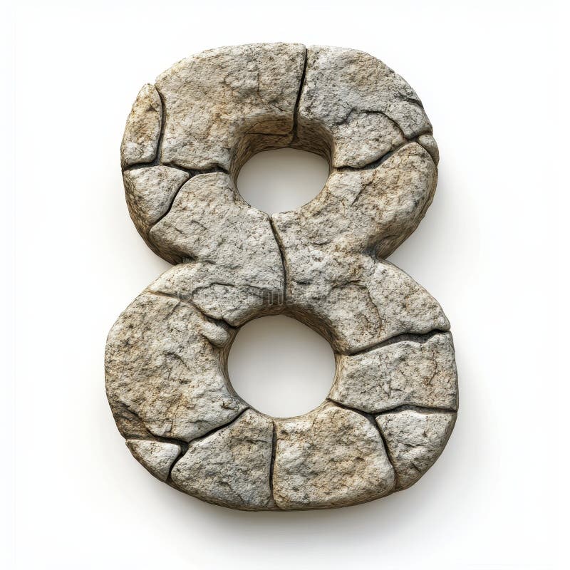 A Textured Stone Numeral "8" with Cracks, Resembling a Natural Rock ...