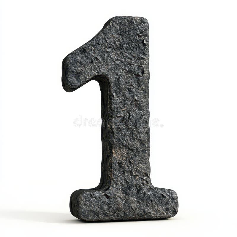 A Textured Stone Numeral "1" with a Rugged Appearance, Symbolizing the ...