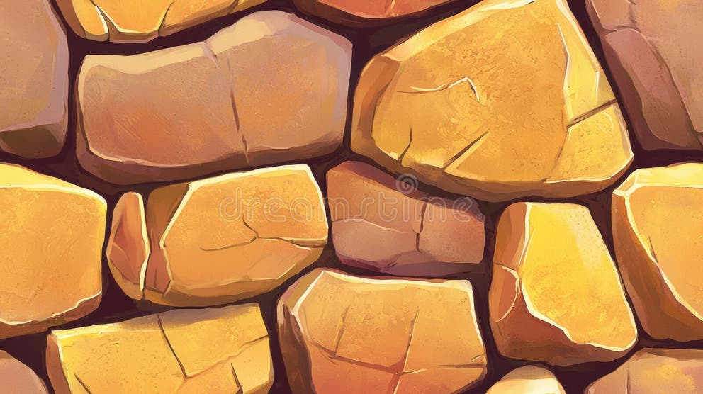 Textured Stone Pattern Wall Background Yellow Rustic Natural Surface Design Decorative Uneven ...