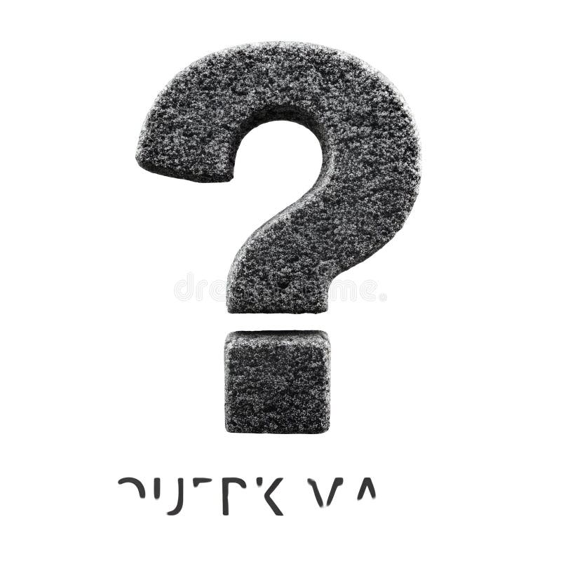 Textured Stone Question Mark Isolated on White Background with Hebrew ...