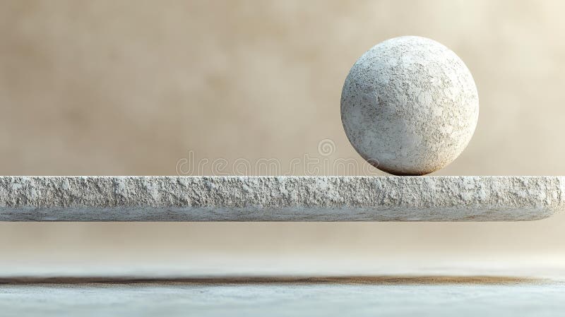 A Textured Stone Sphere Balanced on a Rough Stone Slab, Showcasing ...