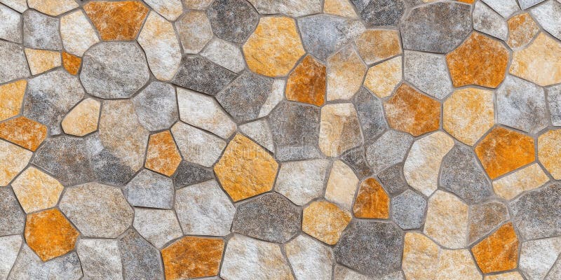 Textured Stone Wall Background Irregular Shaped Tiles Beige Grey Orange Stock Illustration ...